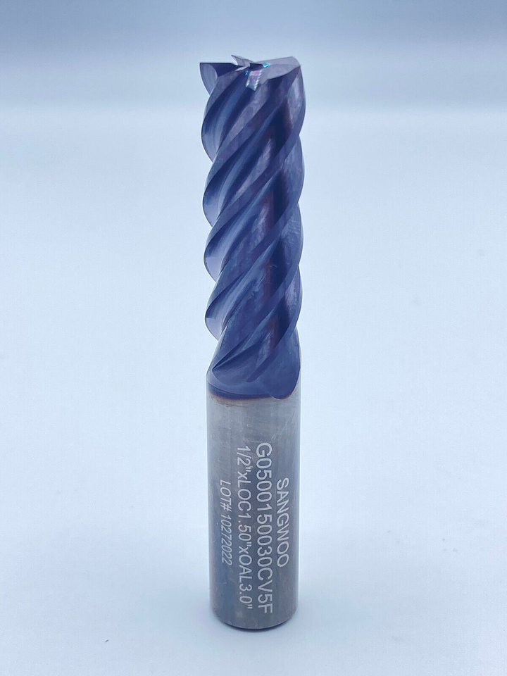 1/2", VARIABLE PITCH & HELIX, SQUARE, 5 FLUTE CARBIDE END MILL, TiAlN ...