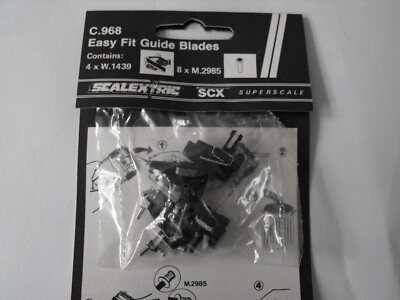 Scalextric C.968 Easy Fit Guide Blades, 4 guides 8 eyelets NEW slot car ...