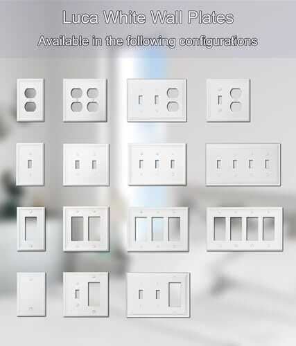 Single Toggle Light Switch Cover Luca Metal Wall Plate, 4-Pack White 1 ...