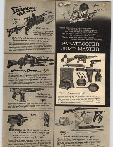 1965 PAPER AD Toy Screming Mee Mee Johnny Seven Paratrooper Rifle Gun ...