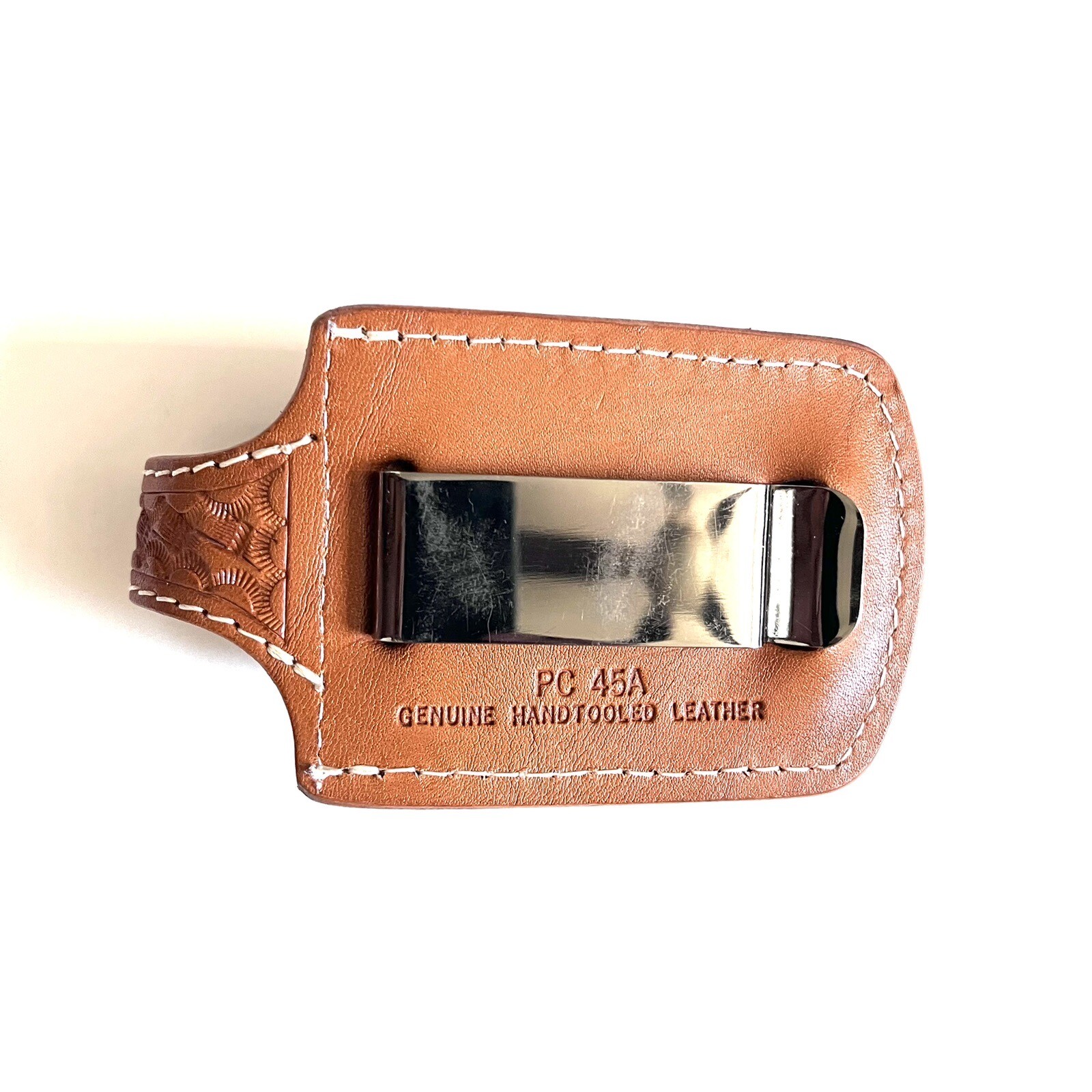 Hand Tooled Leather Cell Phone/Pager Case Concho Belt Clip Holster 4"x ...