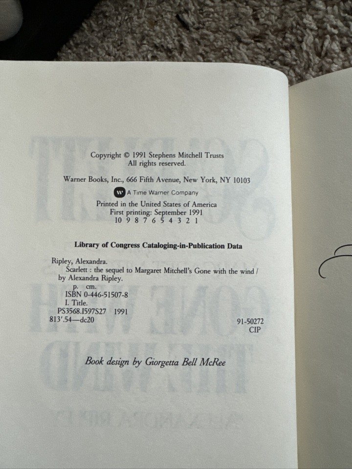 Scarlett The Sequel to Gone With The Wind Alexandra Ripley HC DJ 1st ...