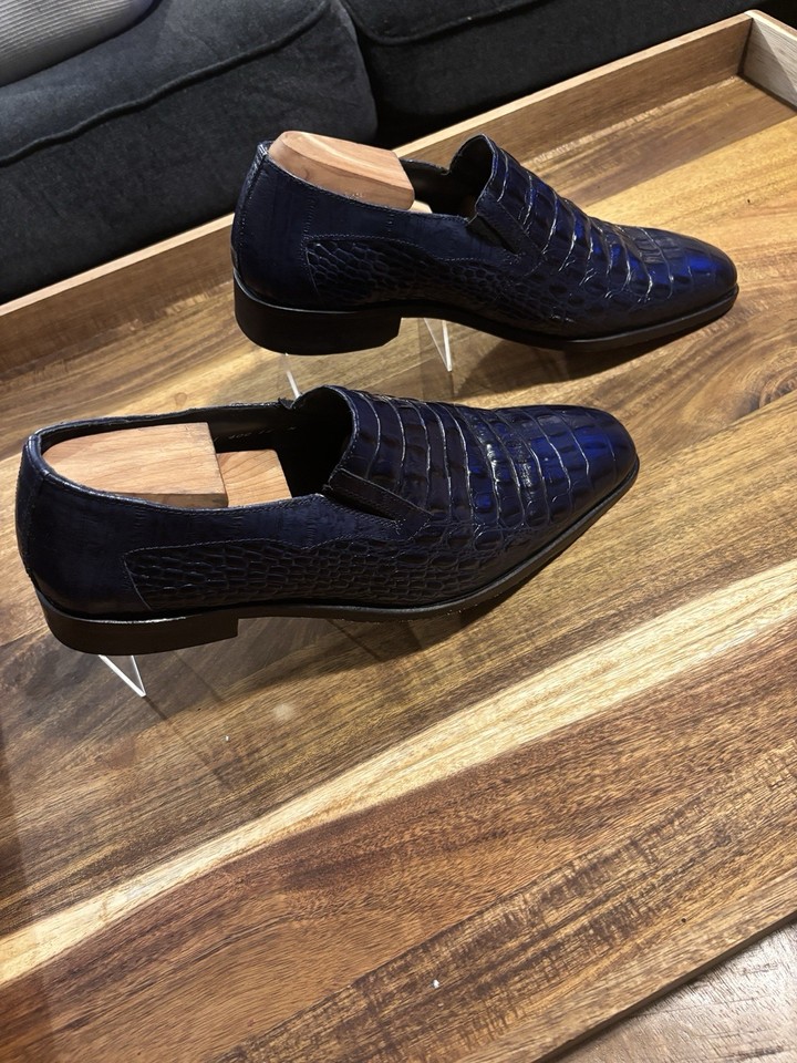 Stacy Adams Men’s Navy Blue Croc Embossed Slip-On Dress Shoes Size 12 M ...