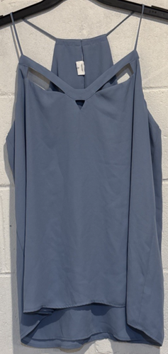 Express Sleeveless Blue Blouse Top V Neck Lined Keyhole Back Size L | eBay