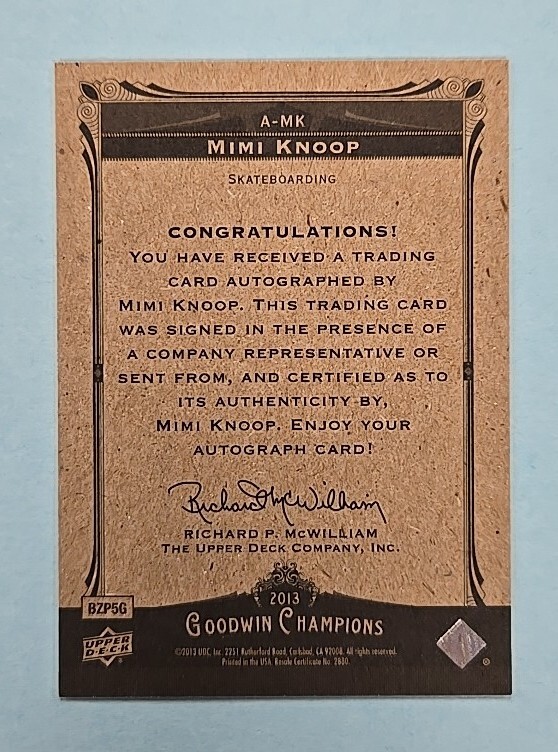 2013 Upper Deck Goodwin Champions Mimi Knoop Auto #A-MK Card | eBay