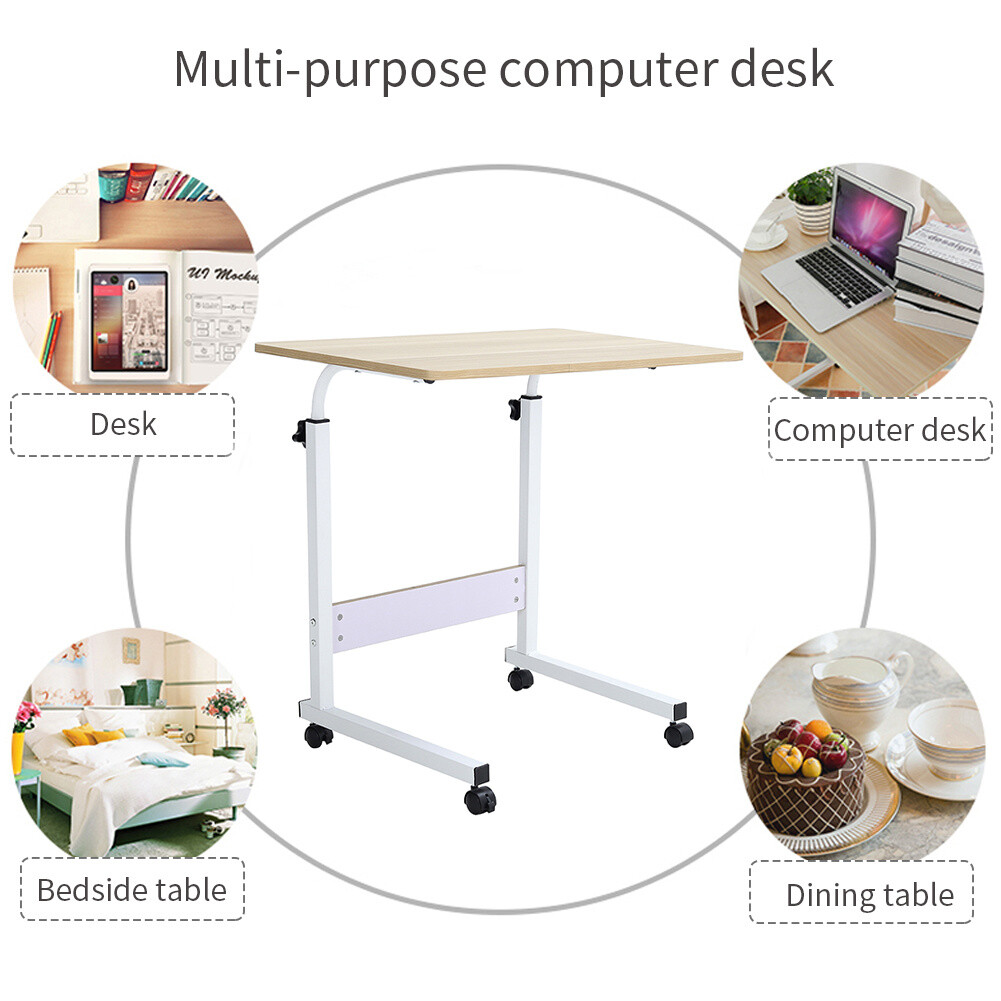 Mobile Computer Desk Laptop Table Height Adjustable Small Workstation ...