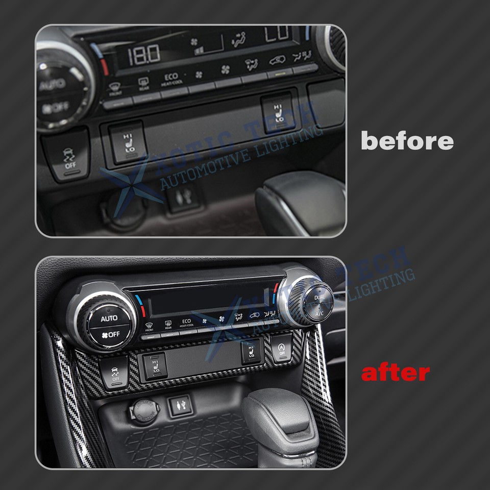 Carbon Fiber Texture Inner Overlay Cover Trim Combo Kit For Toyota RAV4 ...