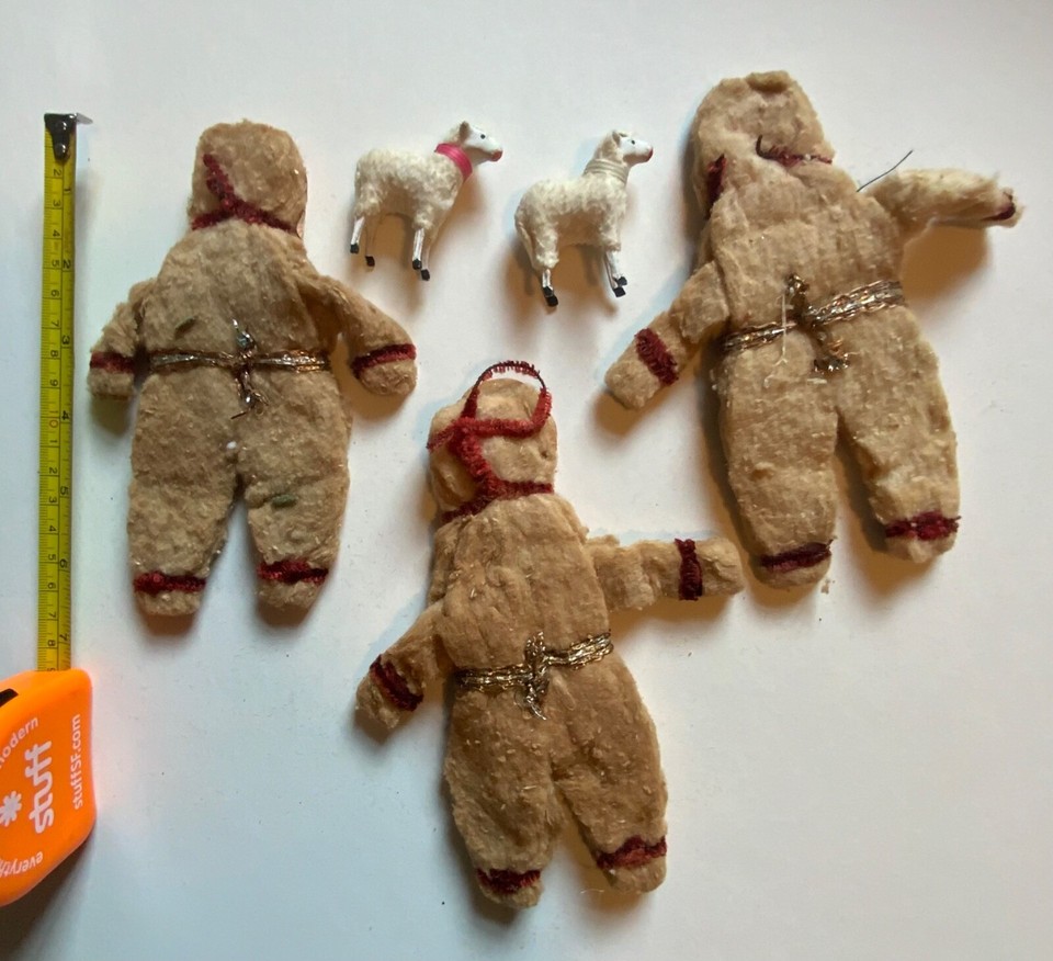 Antique Christmas Lot Cotton Santa Putz Germany Sheep Decoration ...