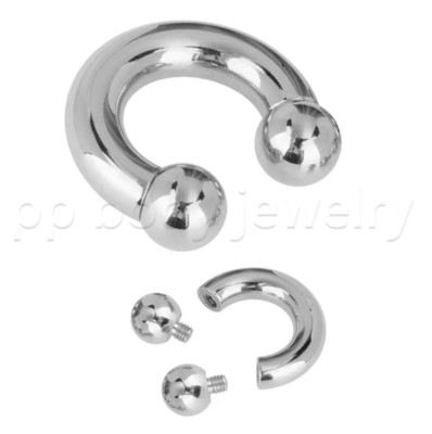 1pc. 16g-4g Steel Internally Threaded Horseshoe Circular Barbell Ear ...