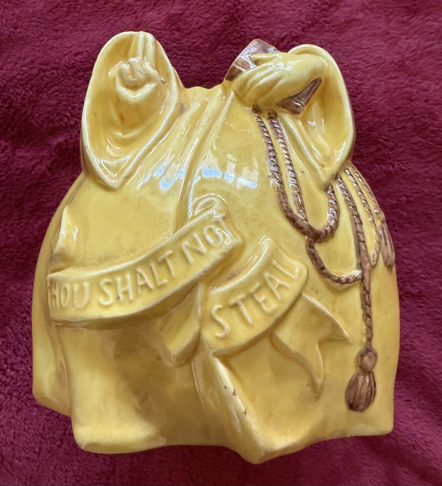 Vintage Red Wing Pottery Monk “Thou Shalt Not Steal” Cookie Jar With ...