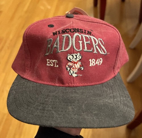 Vintage NWT Wisconsin Badgers Sports Embroidered Snapback Hat Cap READ ...