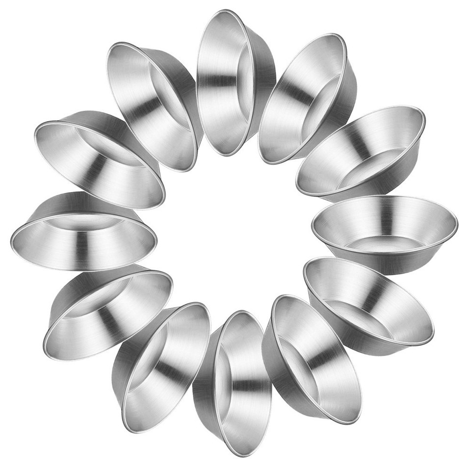 12pcs Mini Pie Pans - Metal Egg Tart Baking Mold Stainless Steel Non ...