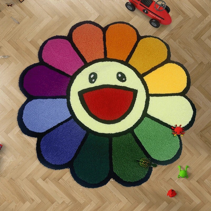 75x75cm - Custom Original Murakami Rug/Carpet - Soft, Sunflower, Non ...