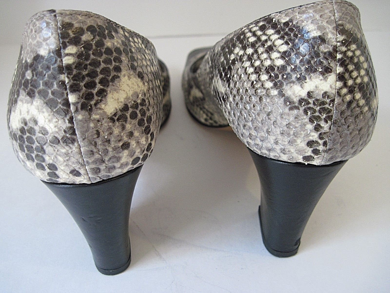 "OLIVIA & MARTINA" WOMENS SNAKESKIN HEELS PEEP TOE SIZE 40 1/2, MADE IN ...