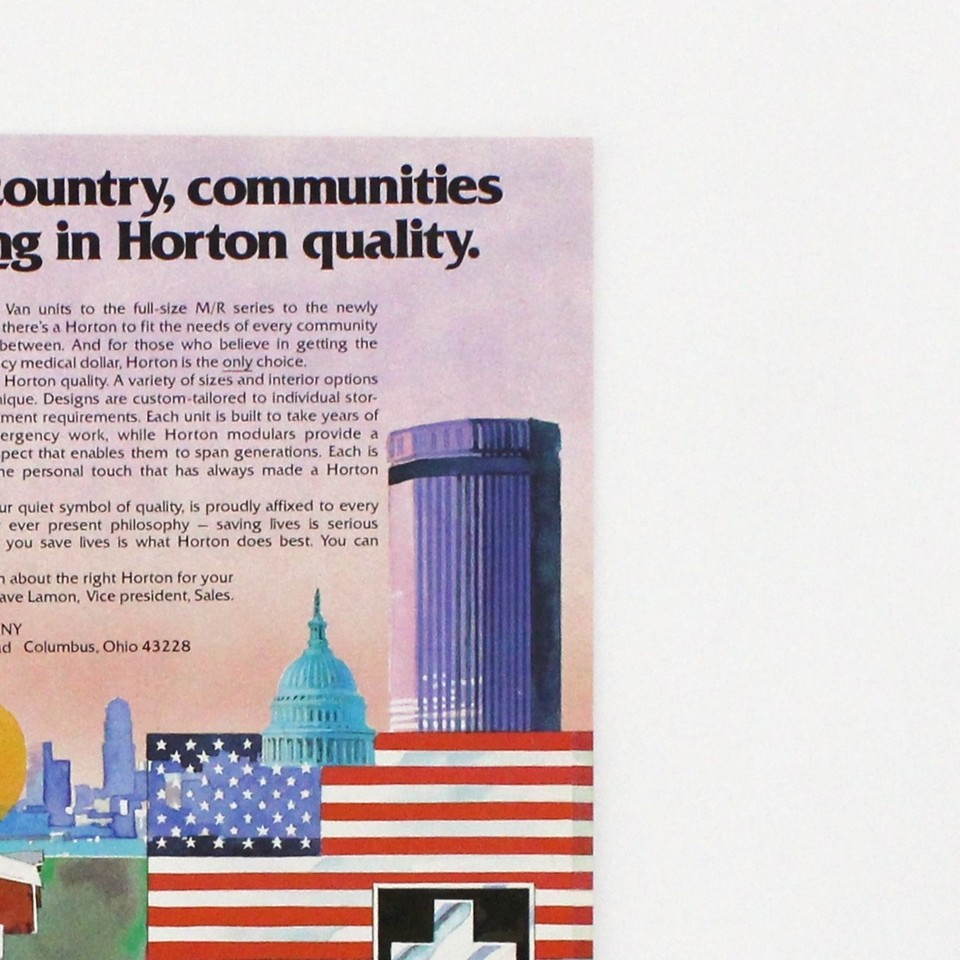 Horton Company Early 1980's Collectible Ambulance Magazine Print Ad ...