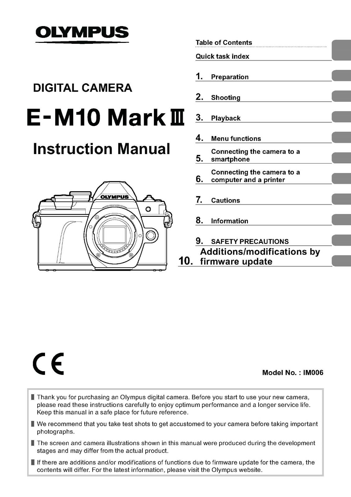 OLYMPUS E-M10 MK III CAMERA PRINTED USER MANUAL GUIDE HANDBOOK 173 ...