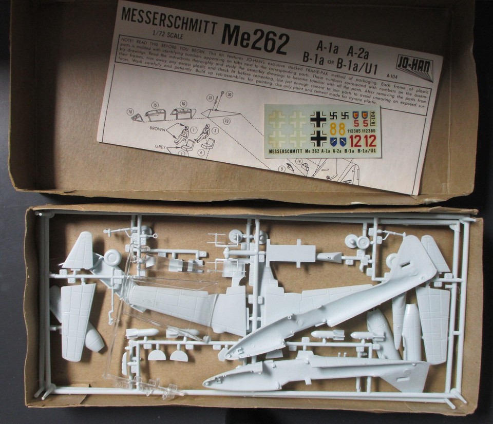 Jo-Han 1/72nd Scale Messerschmitt Me 262 Kit No. A-104 | eBay
