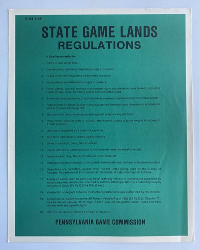 Pennsylvania PA Game Commission 1980’s Poster Original PGC Patch ...