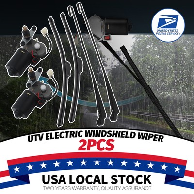 2Set UTV 12V Universal Glass Windshields Electric Windshield Wiper ...