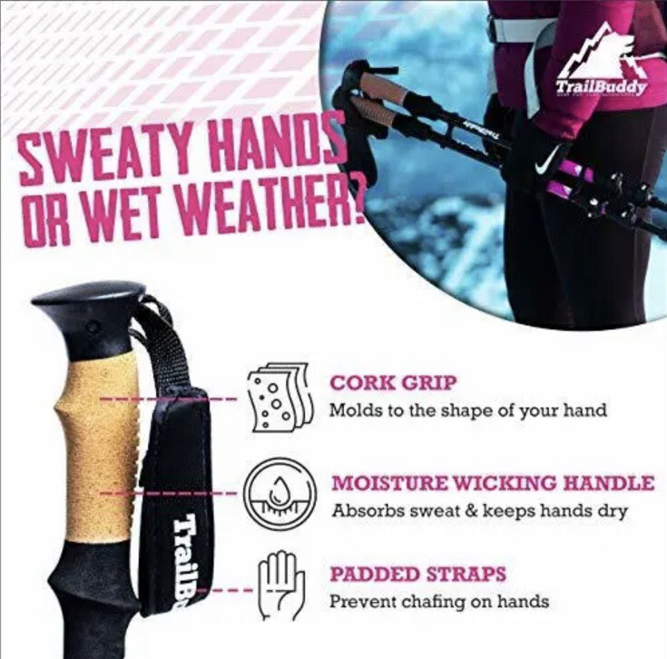TrailBuddy Trekking Poles - Lightweight Collapsible Hiking Poles for ...