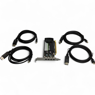 NVIDIA Quadro T1000 4GB GDDR6 Full Height Graphics Card + 4x DP Cables ...