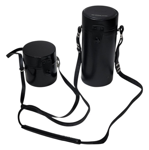 2-SIGMA TELEPHOTO LENS HARD CASES W/ STRAPS SMALL & LRG ROUND CILYNDER ...