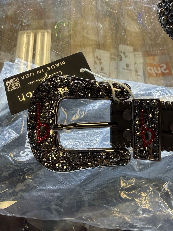 BB Simon Belt Black Red B BB SIMON BELTS ITALIAN LEATHER AUTHENTIC ...