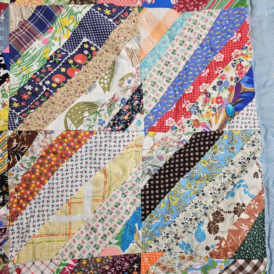 VTG Crazy Patchwork Pattern Scrap Handmade Quilt NOS Colorful Patchwork ...