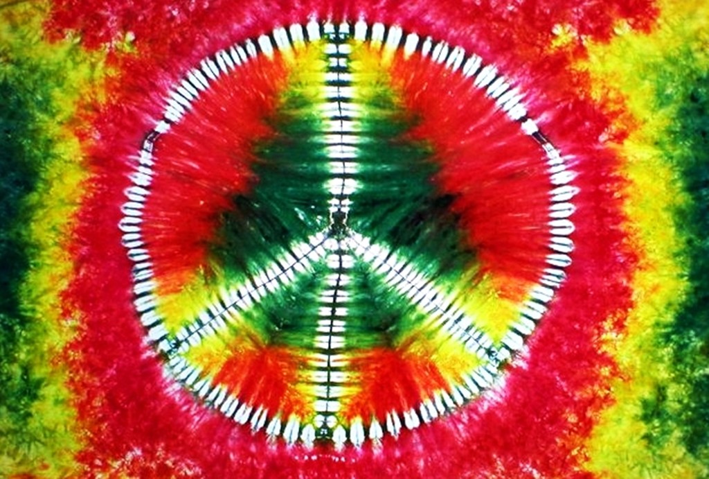 Rasta Tie Dye Peace Sign Vinyl Sticker Decal Hippie Gypsy Biker Rock n ...