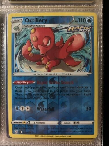 Pokemon Battle Styles Octillery Reverse Holo Rare Card 037/163 NM MINT ...