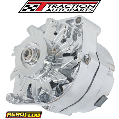283 307 327 350 Chev V8 Aeroflow Alternator 100 Amp Chrome Plated ...