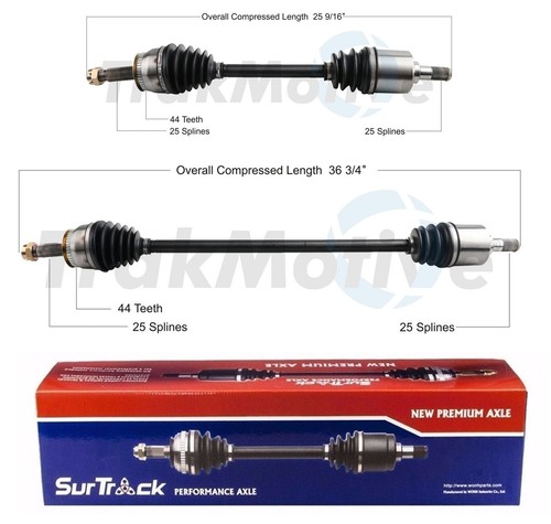 Set of Two Front CV Joint Axle Shafts 25 Inboard Splines for Hyundai ...