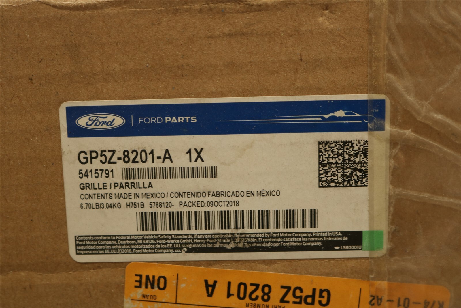 NEW OEM Ford Driver Side Upper Radiator Grille GP5Z-8201-A Lincoln MKZ ...