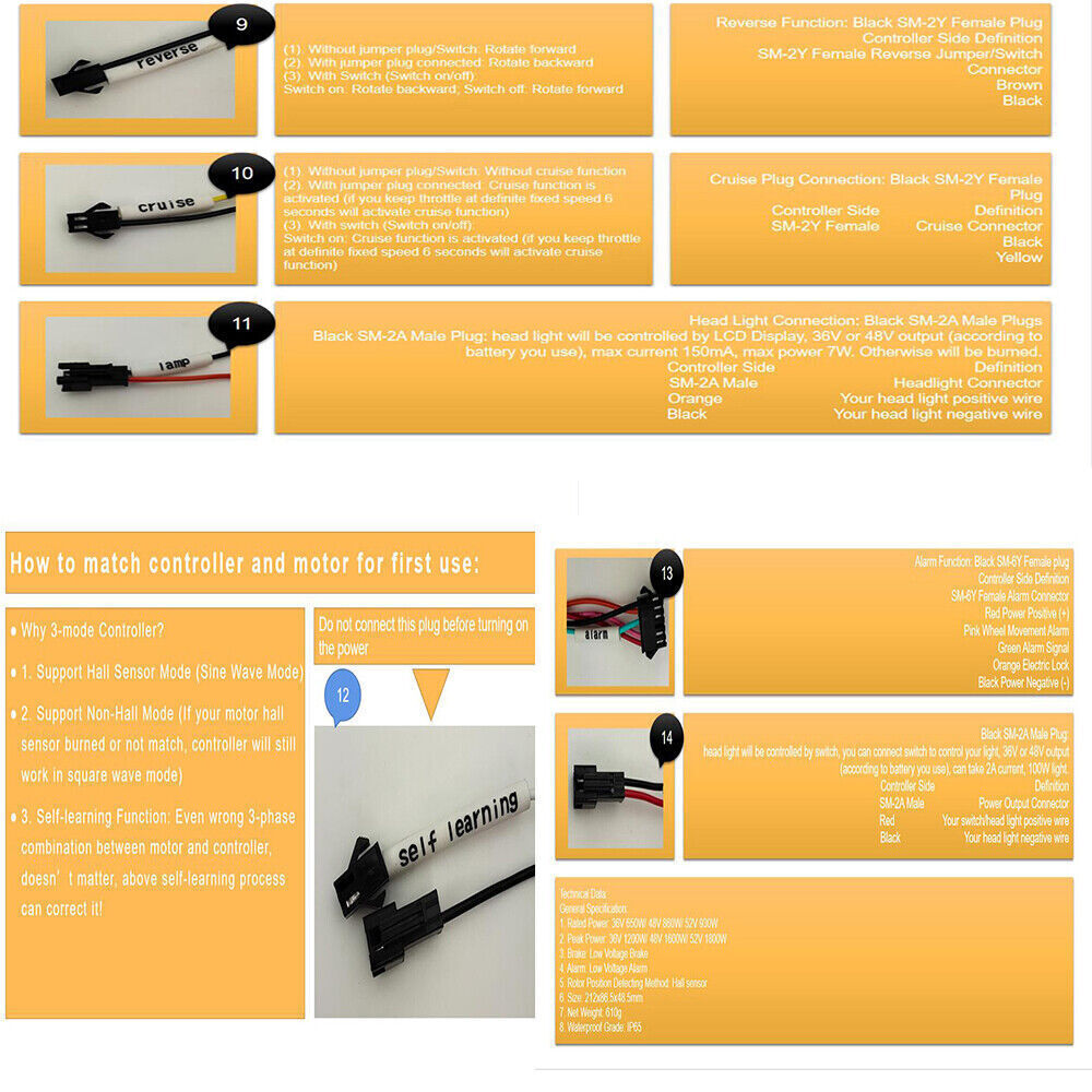 48-72V 1500-3000W 45A 3-Mode Sine Wave Controller SW900/UKC1 Display ...