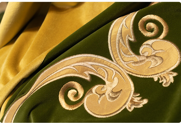 bedroom embroidered luxury green thick velvet cloth curtain tulle drape ...