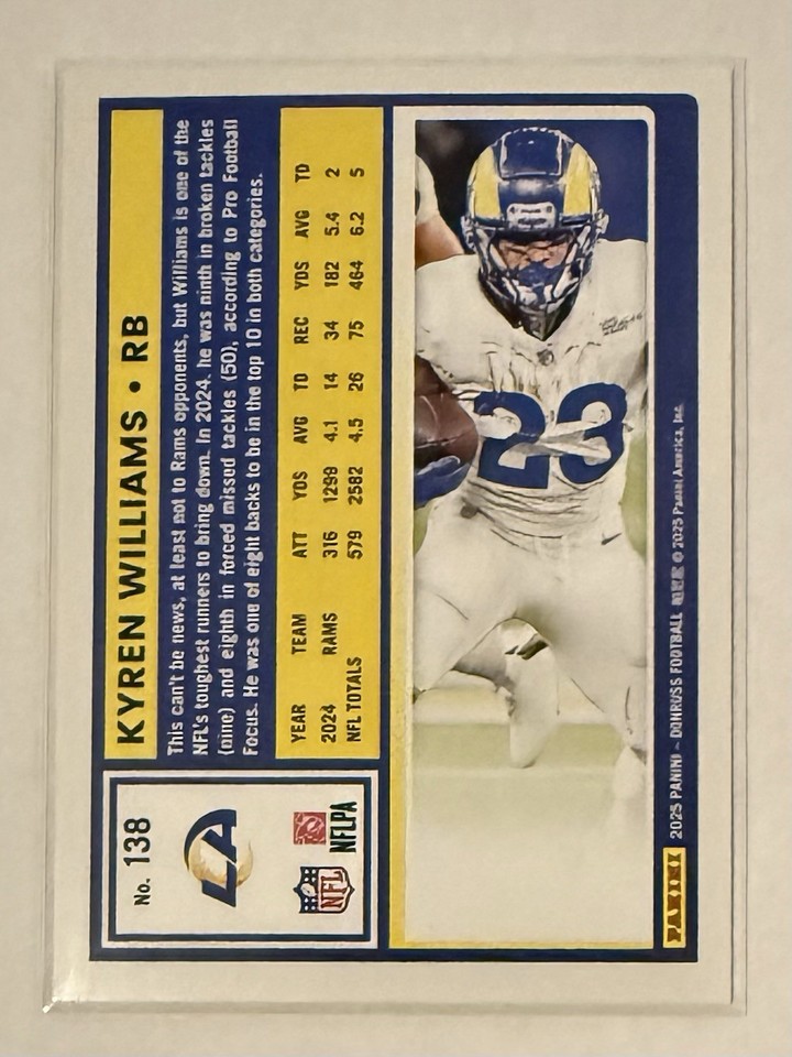 2025 Panini Donruss Football Kyren Williams #138 Yellow Press Proof Los ...