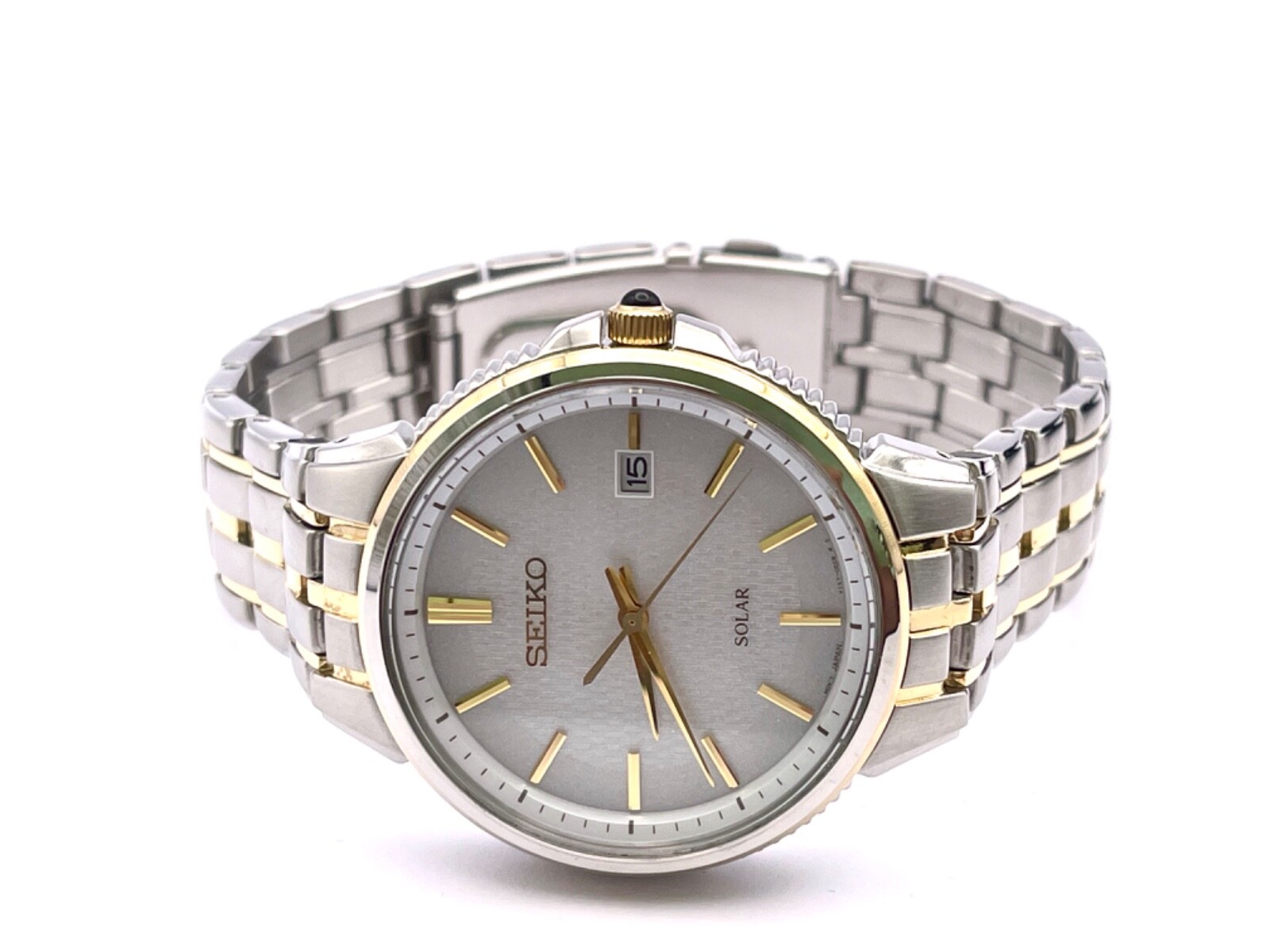 Seiko Solar Silver Dial Two-tone 40mm Men's Watch SNE508 | eBay