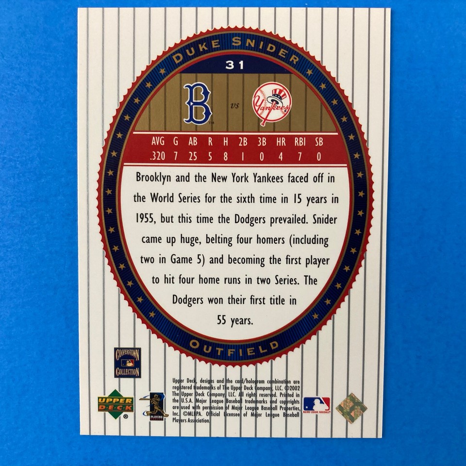 Duke Snider 2002 Upper Deck World Series Heroes #31 MLB Brooklyn ...