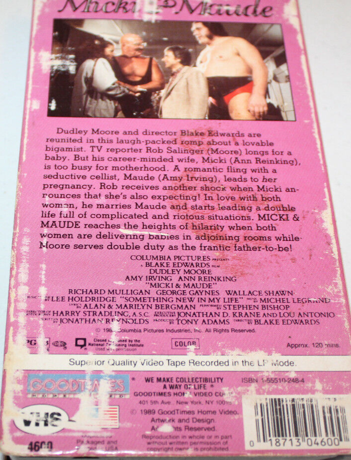 Micki & Maude (VHS 1984) Dudley Moore, Amy Irving, Double Life, Double ...