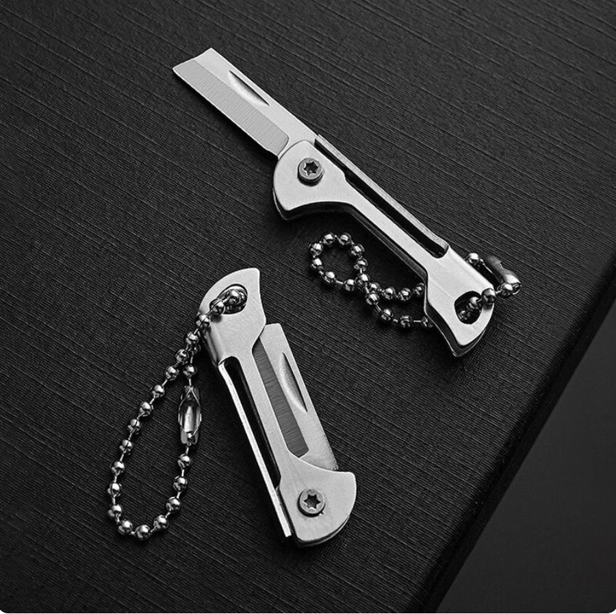 Mini Folding Knife Stainless Steel Pocket Key Chain Knife Keychain | eBay
