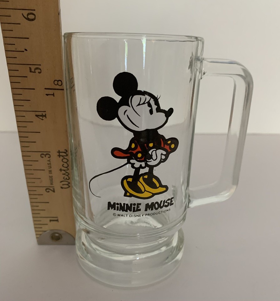 Minnie Mouse Clear Glass Mug Stein Handle Root Beer Float Walt Disney ...