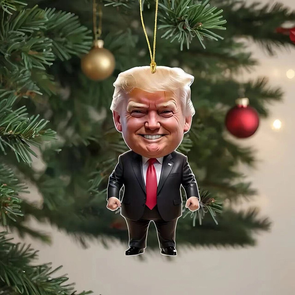 Patriotic Donald Trump 2024 Christmas Ornament Acrylic Cartoon Trump ...