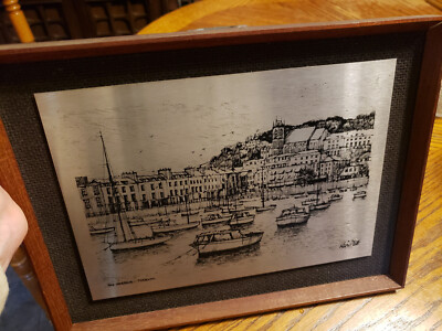 Kevin Platt TORQUAY HARBOUR Metal Lithograph Framed UK Hand Made in ...