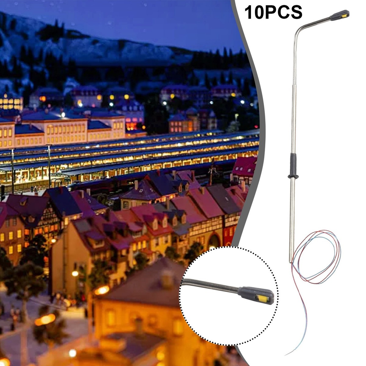 Ho Scale Lighted Lamp Post BNF 10Pcs Model Railway Train Model Street