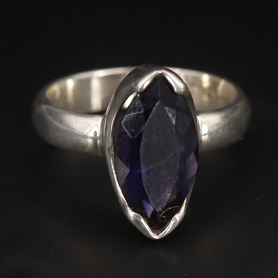 Sterling Silver - DESIGNER MRT Faceted Iolite Marquise Ring Size 8 - 5g ...