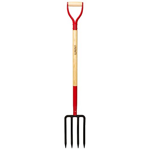 Garden Fork,4-Tine Spading Fork,Compost Fork,Steel Digging Fork,45Inch ...