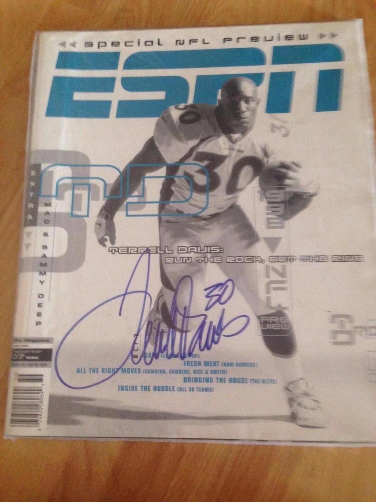 Terrell Davis Denver Broncos SIGNED ESPN Magazine | eBay