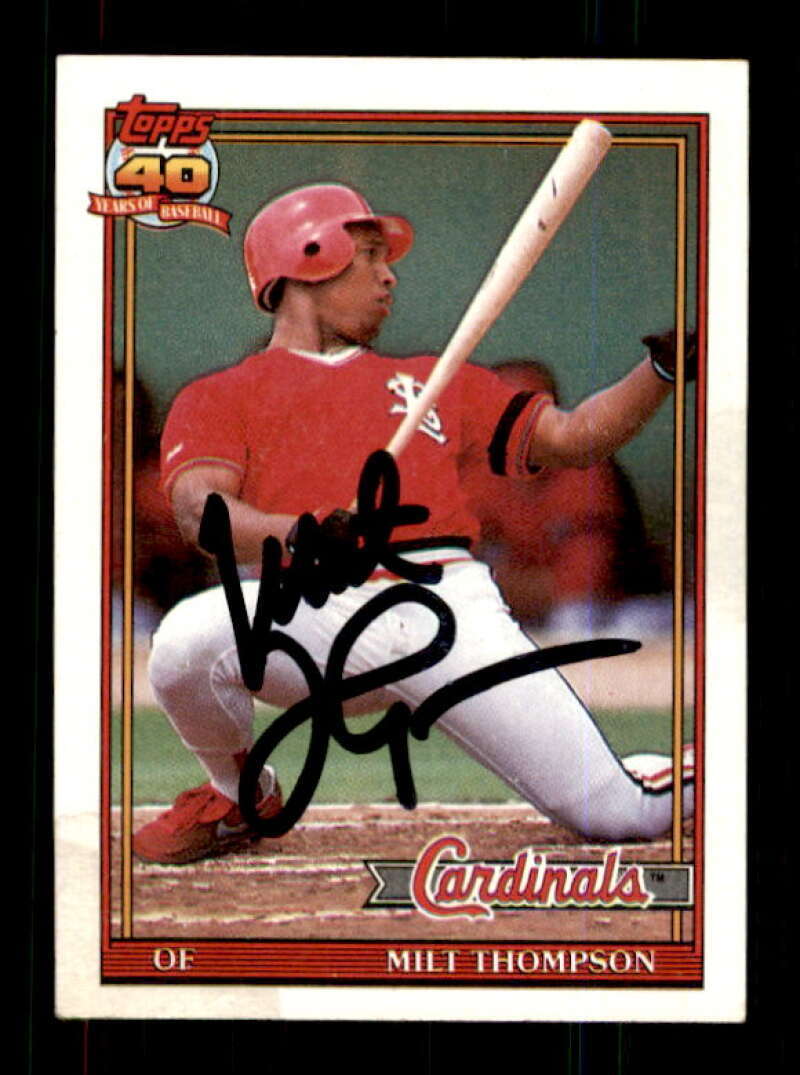 1991 Topps #63 Milt Thompson AUTOGRAPHED!! Cardinals 239914 | eBay