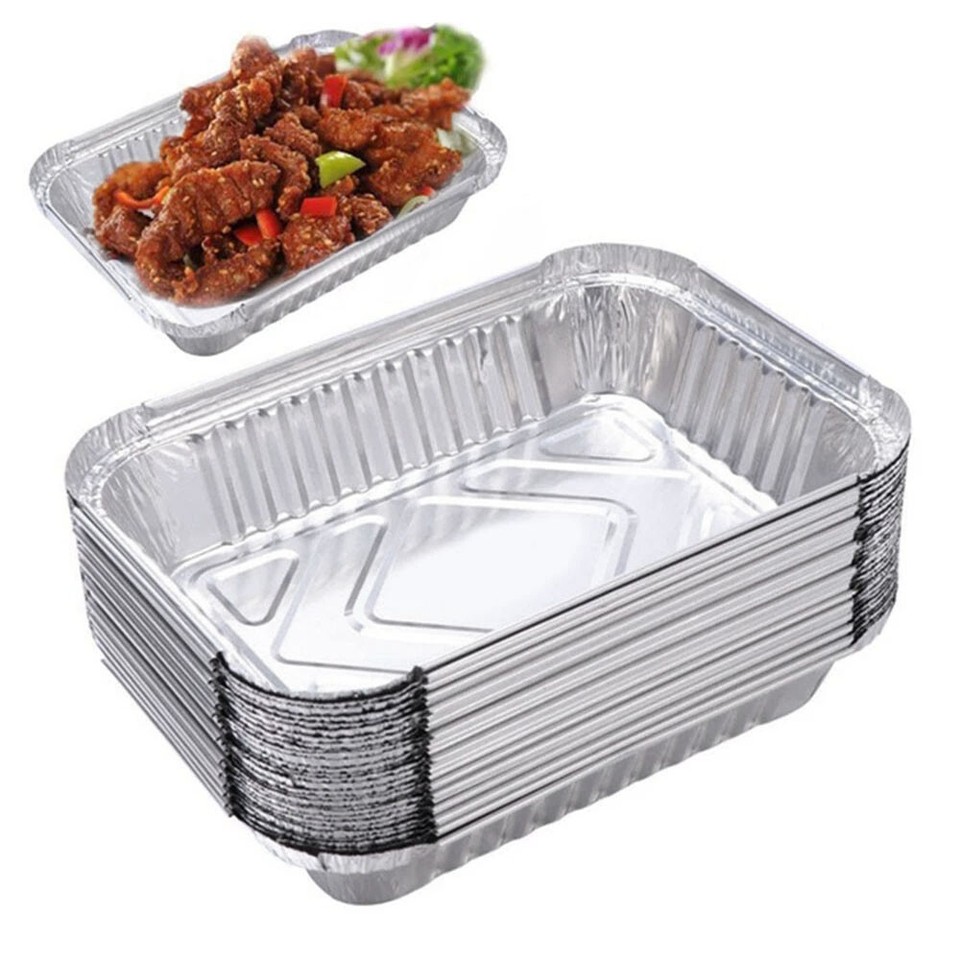 25x Foil Trays Tin W/ Lids BBQ Dishes Containers Tray Bake Catering ...