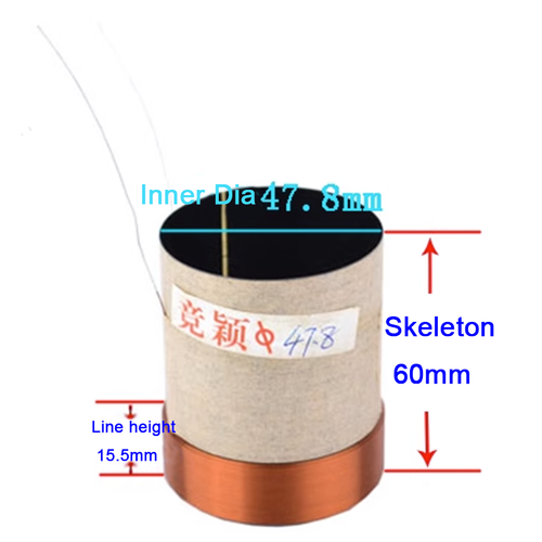47.8mm Inner Dia 8Ω Woofer Coils Black Aluminum Skeleton Bass Speaker ...